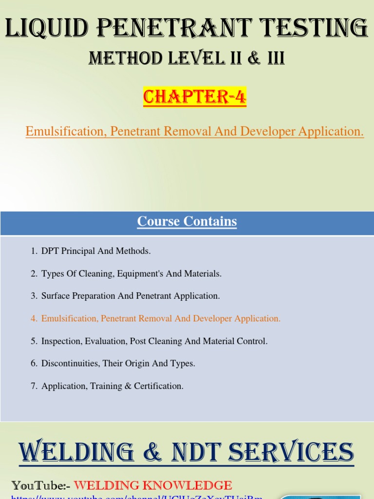 Emulsification, Penetrant Removal & Developer | PDF | Nondestructive ...