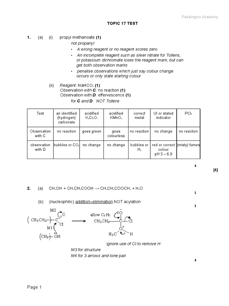 Topic 17 Test | PDF | Chemical Reactions | Amine