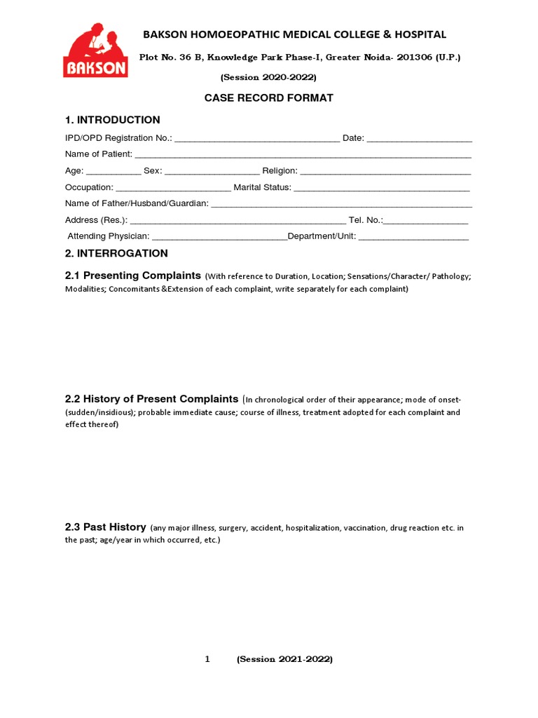 Final Chronic Case Taking Proforma Final | PDF | Heart | Somatosensory System