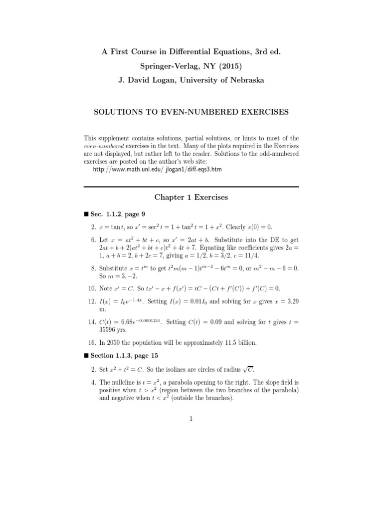 Differential Equations Solutions Guide | PDF