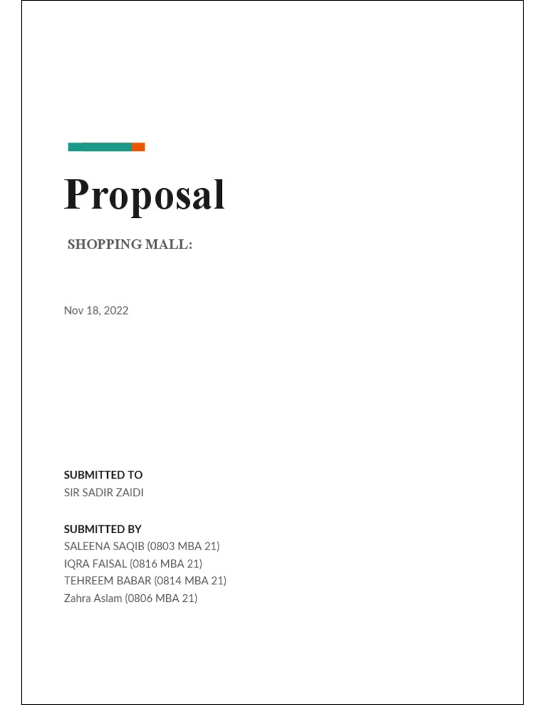 Proposal For Shopping Mall | PDF | Retail | Shopping Mall