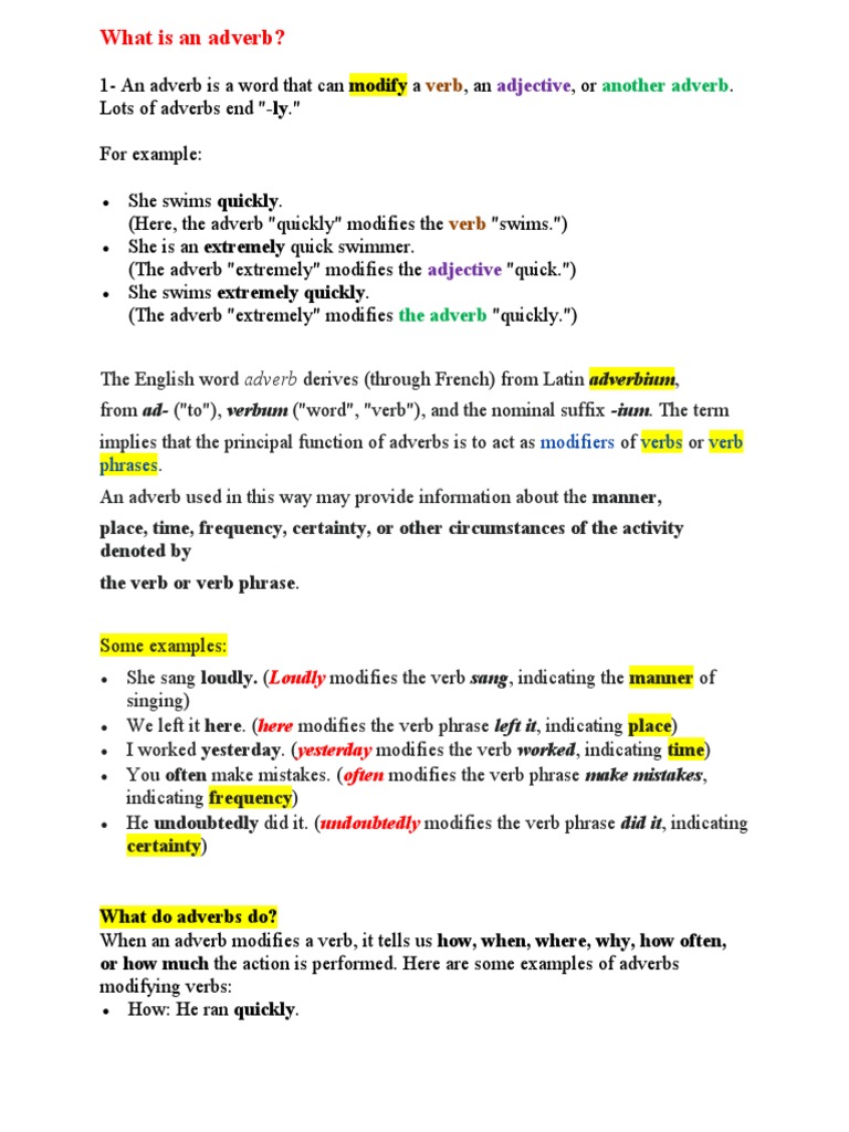ADVERB | PDF | Adverb | Linguistic Morphology