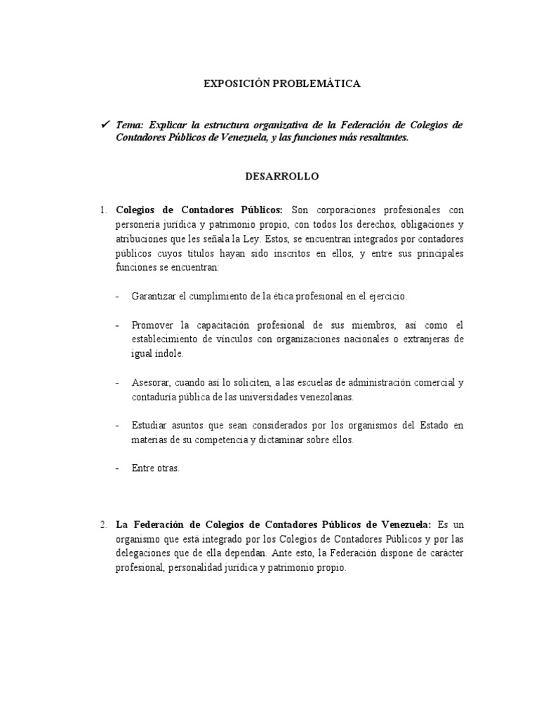 Exposición Problemática | PDF | Contador | Federación