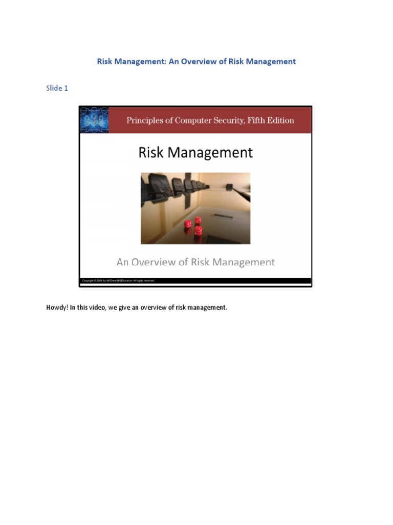 An Overview of Risk Management in Banking PDF | PDF | Threat (Computer ...