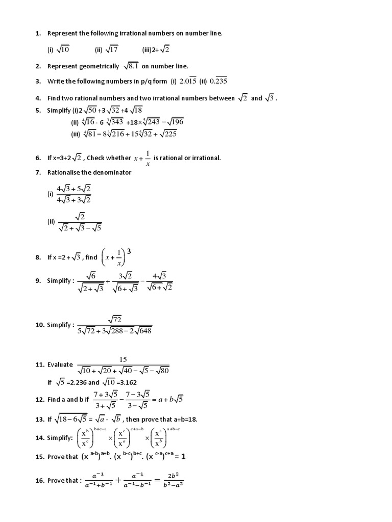 Class 9 Maths Number System Assignment | Download Free PDF | Numbers | Rational Number