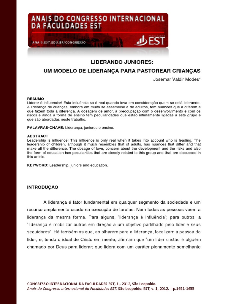 Liderando Juniores - Um Modelo de Liderança para Pastorear Crianças ...