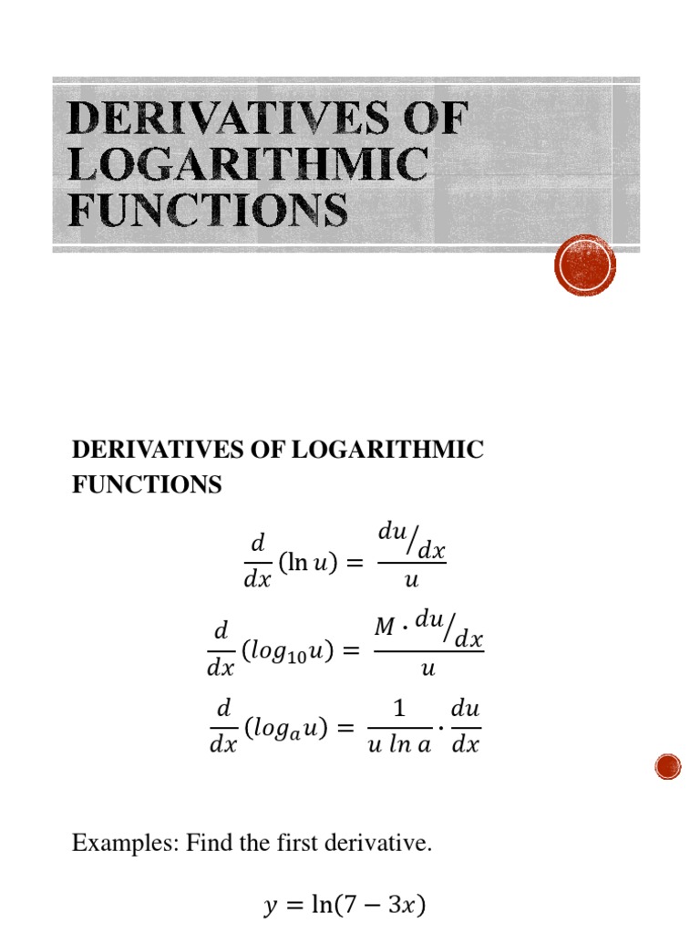 Derivatives of Logarithmic Functions | PDF | Lie Groups | Mathematical ...