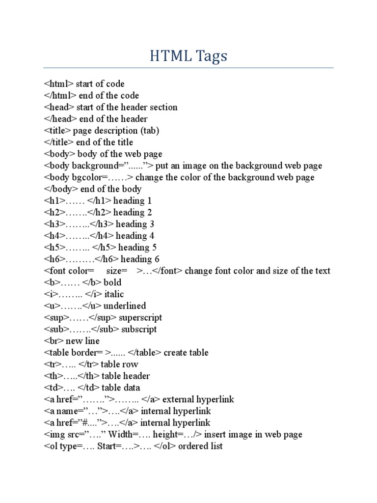HTML Tags | PDF