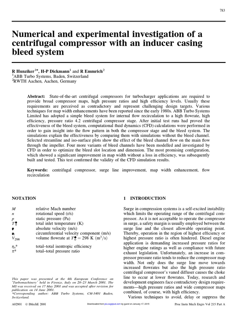 Numerical and Experimental Investigation of A Centrifugal Compressor ...