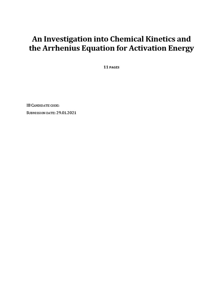 Chemistry IA Exemplar Document | PDF | Reaction Rate | Activation Energy