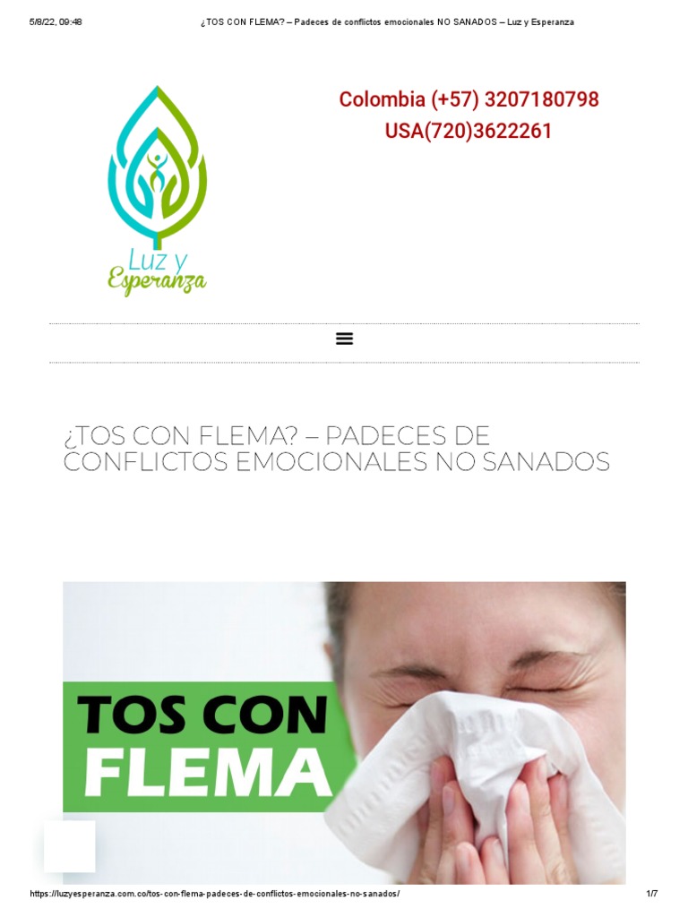 ¿TOS CON FLEMA - Padeces de Conflictos Emocionales NO SANADOS - Luz y ...
