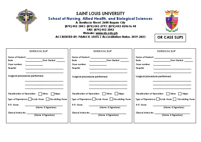 Or Case Slips_2022 | PDF | Nursing | Clinical Medicine