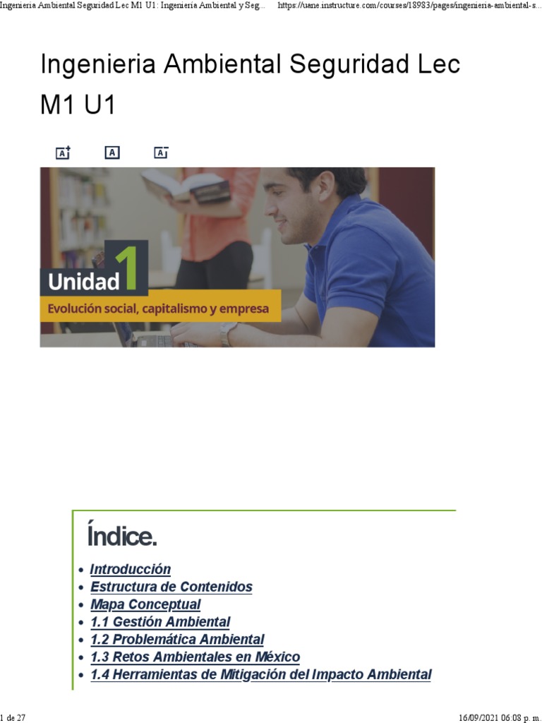 Ingenieria Ambiental Seguridad Lec M1 U1 Ingeniería Ambiental y Seguridad Industrial - II-8013 ...