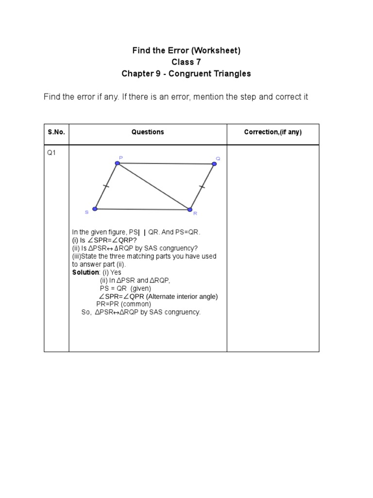 Analyzing Congruent Triangles Using SAS, SSS, and ASA Congruence Conditions | PDF | Triangle ...
