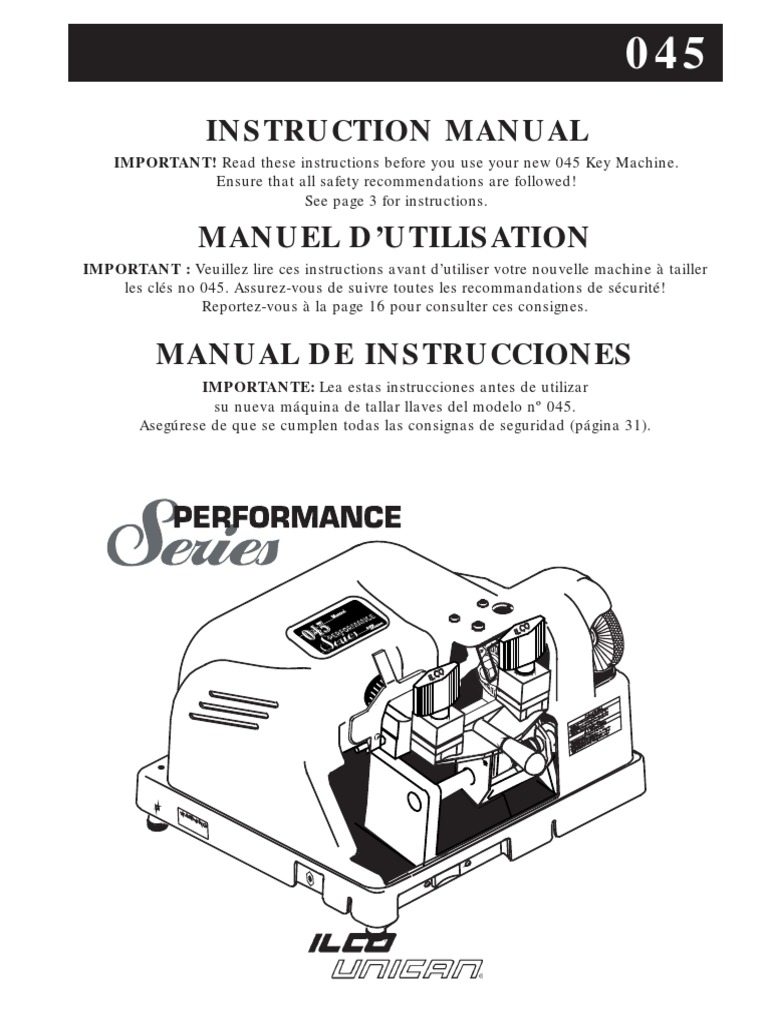 ILCO 045 Key Machine Instruction Manual | PDF
