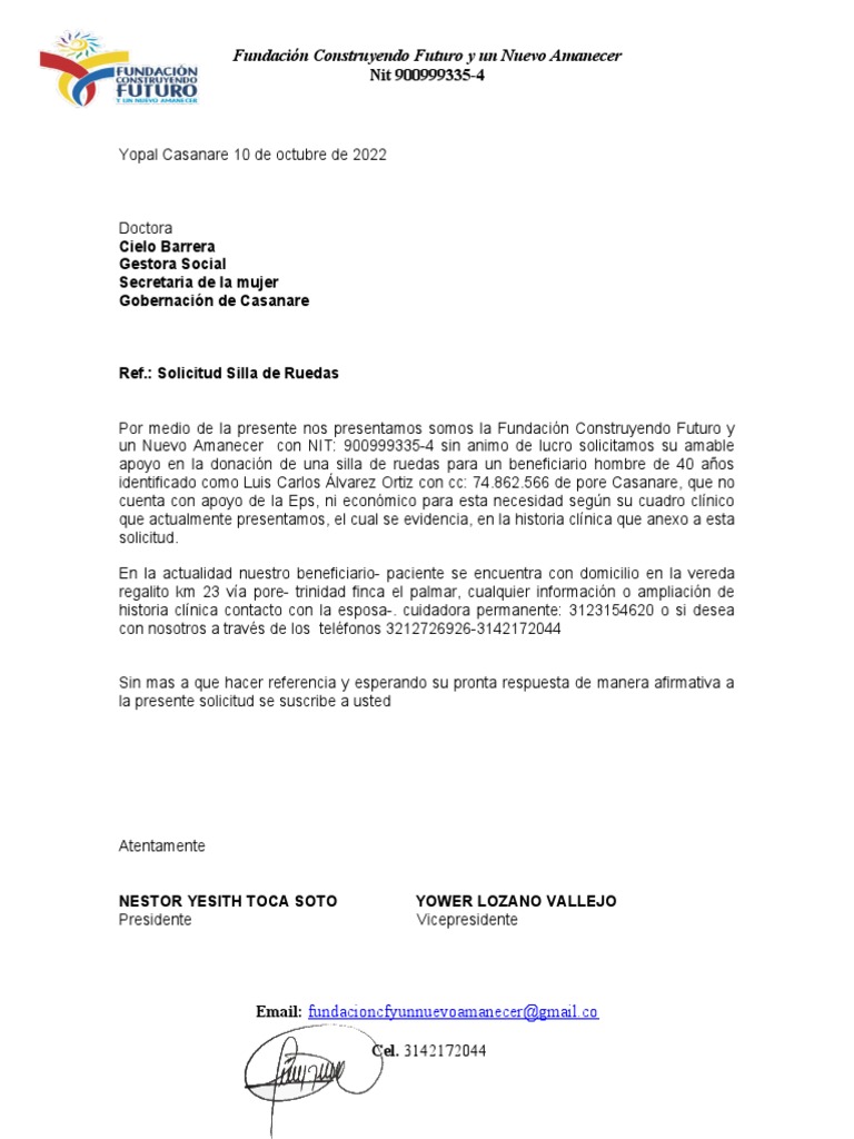 Solicitud Silla de Ruedas | PDF