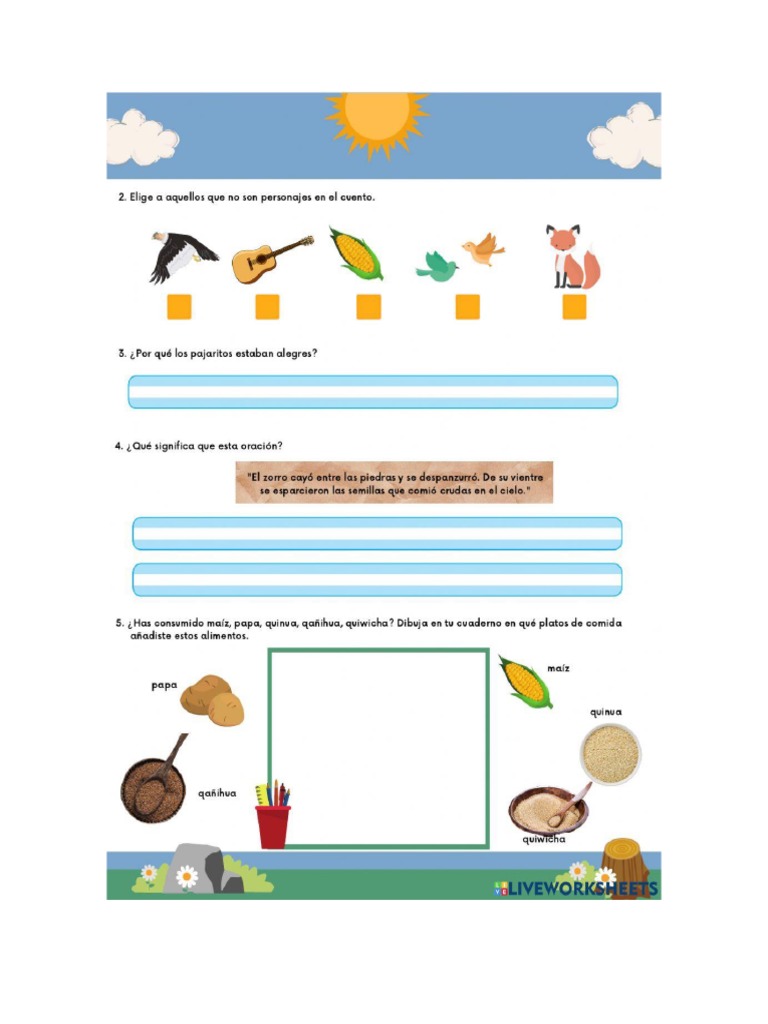 Ficha Del Cuento El Viaje Al Cielo | PDF