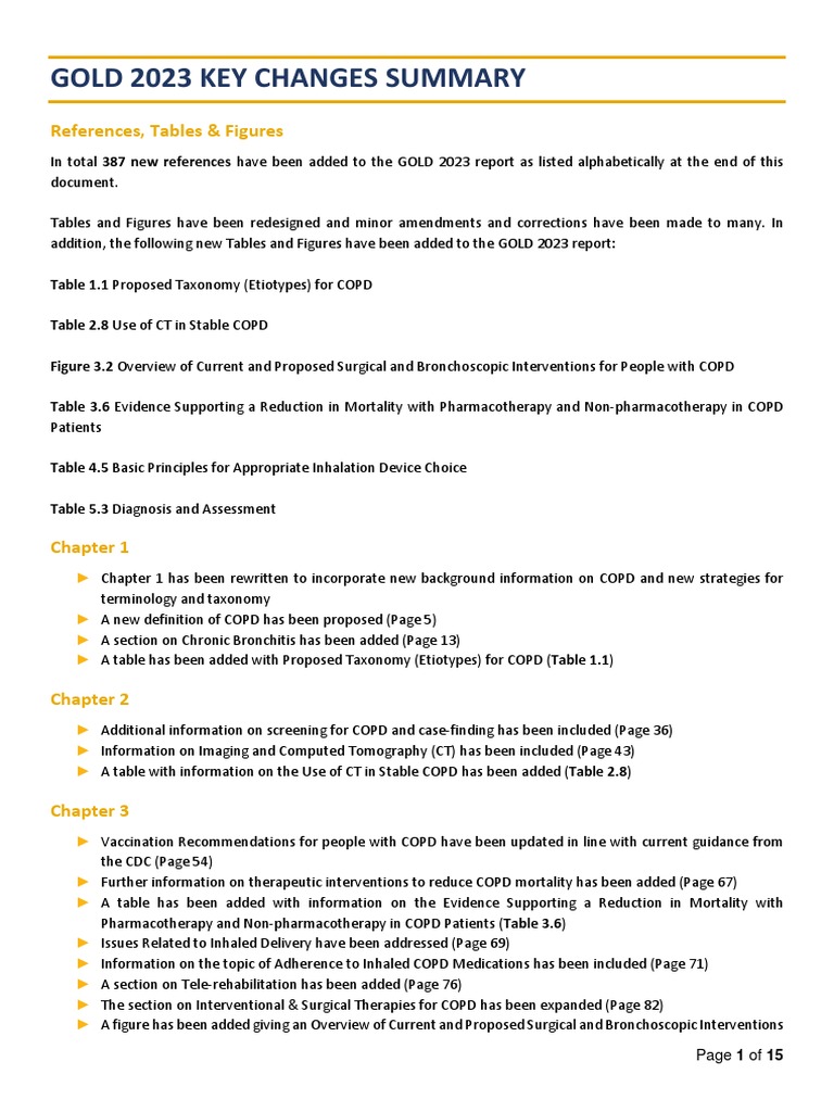 Key Changes Gold 2023 | PDF | Chronic Obstructive Pulmonary Disease ...
