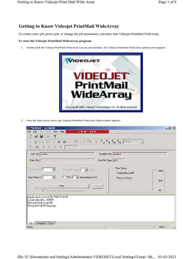 About VideoJet PrintMail | PDF | Window (Computing) | Menu (Computing)