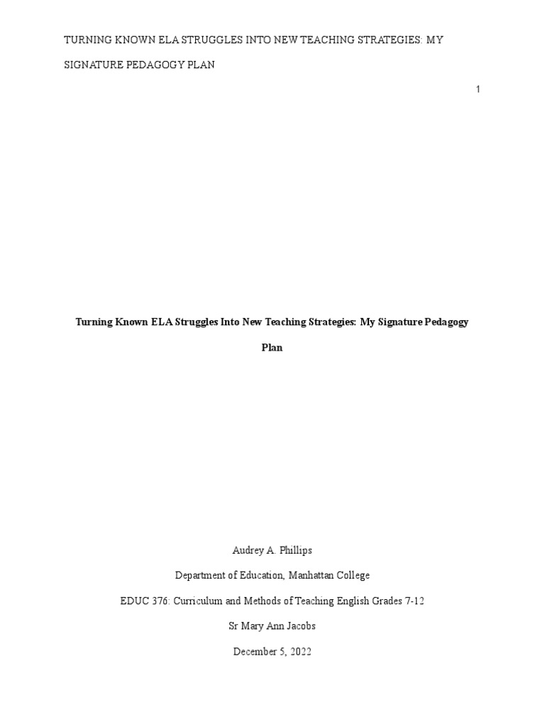 Edu376 Signature Pedagogy Final | PDF | Teaching Method | Teachers