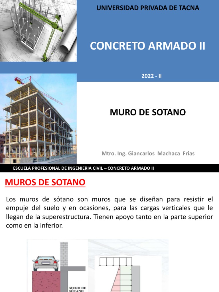 Clase 12 MURO DE SOTANO | Descargar gratis PDF | Edificios y estructuras | edificio