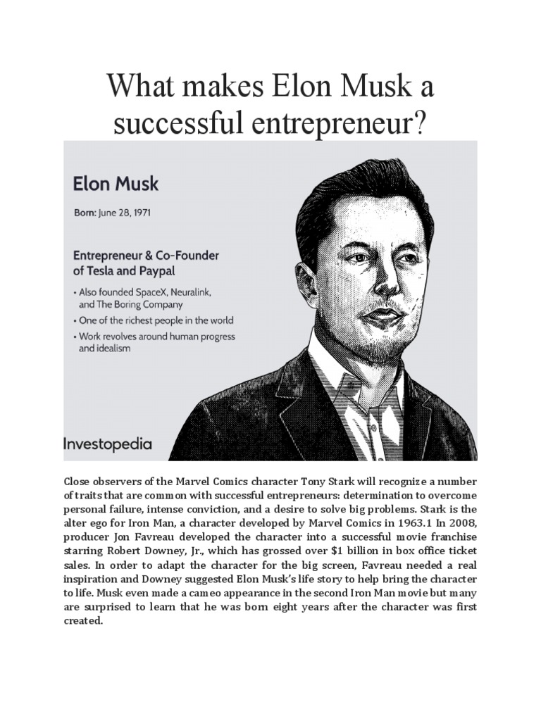 What Makes Elon Musk A Successful Entrepreneur Pdf Elon Musk