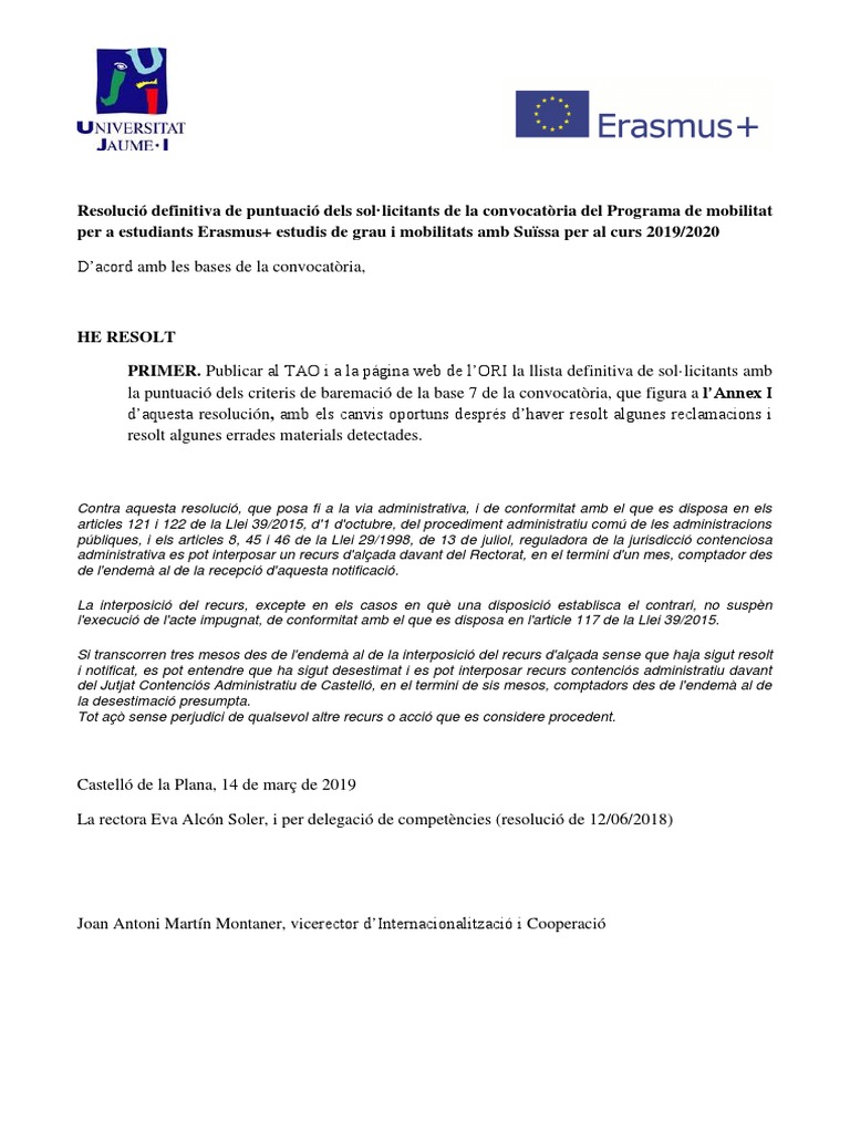 Erasmus 2019-2020 | PDF