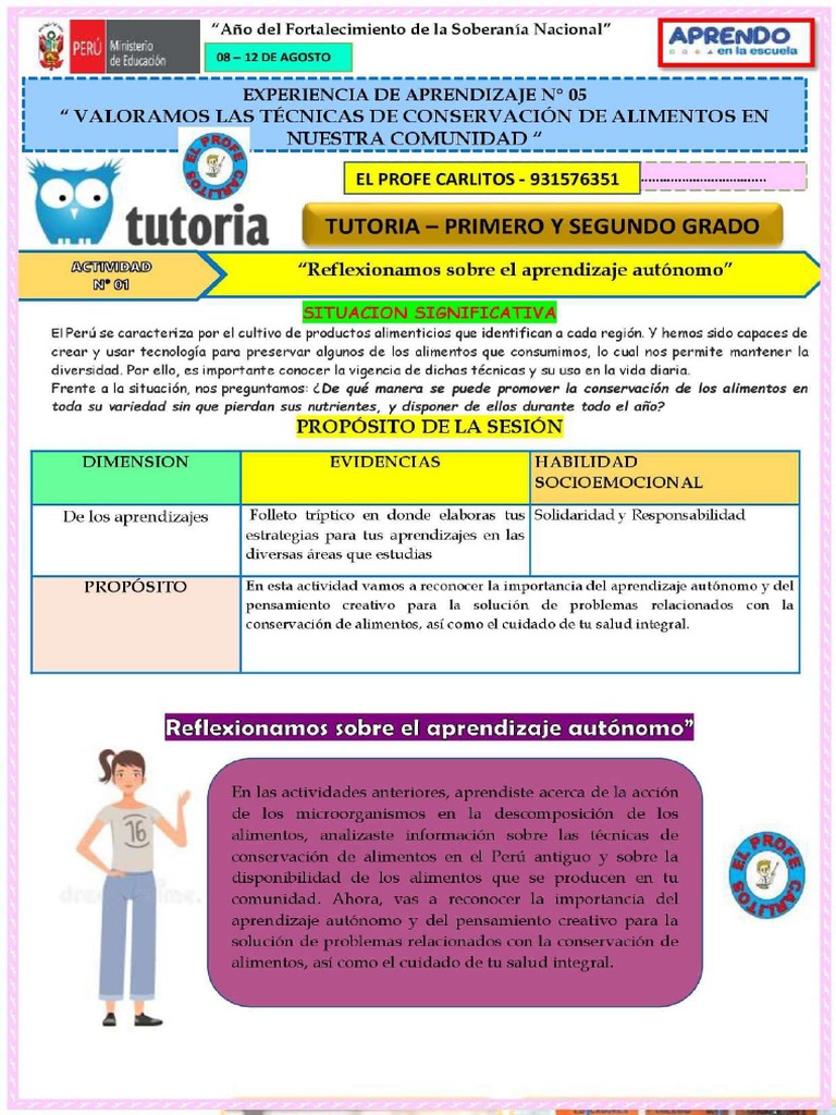 Experiencia de Aprendizaje N°05 - Actividad #01 - 1ero y 2do - Tutoria - 00001 | PDF