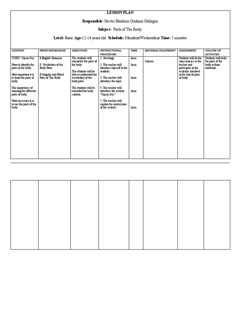 Lesson Plan Parts of Speech | PDF | Lesson Plan | Learning