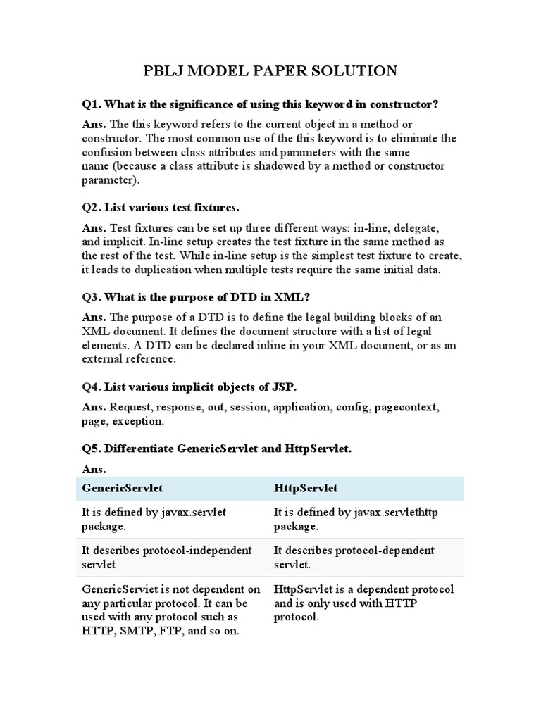 Pblj Model Paper Solution Pdf Constructor Object Oriented Programming Programming