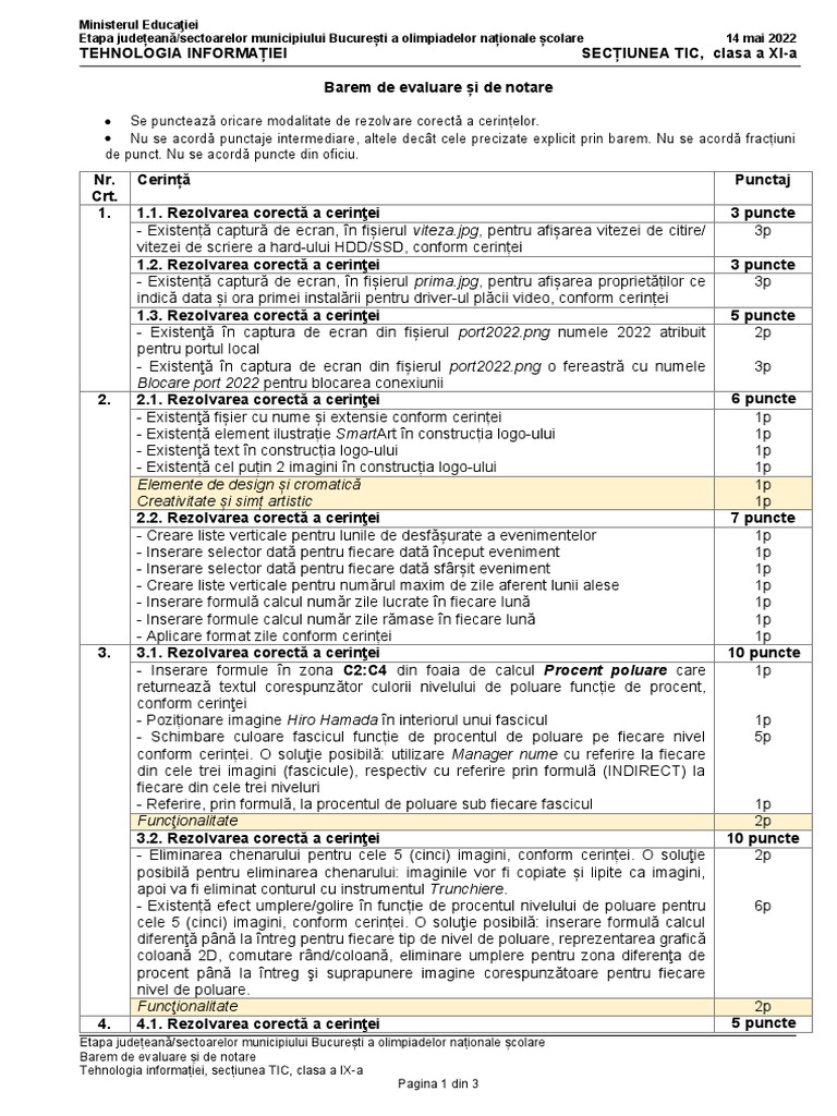 OJTI 2022 TIC11 Barem | PDF