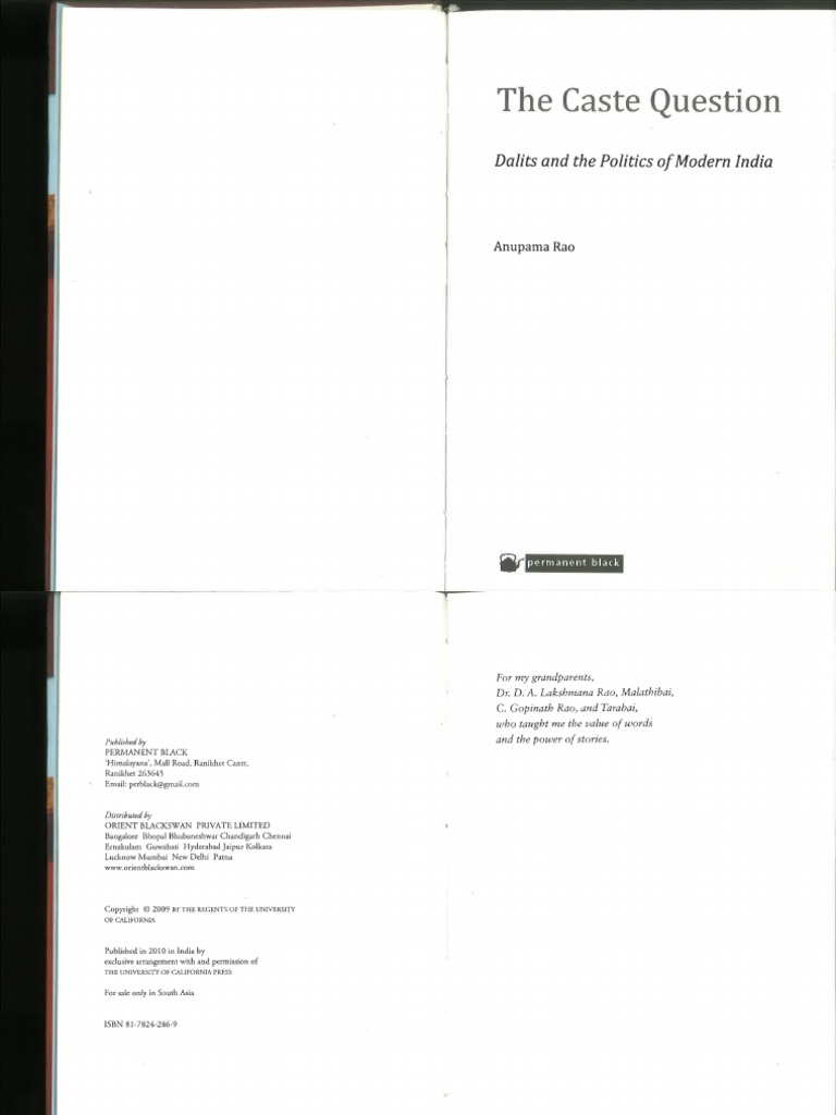 Anupama Rao-Caste Question | PDF