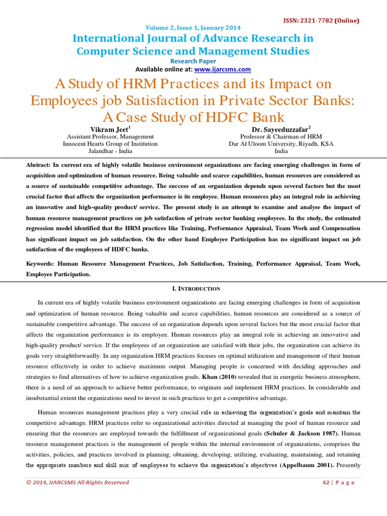 A Study of HRM Practices and Its Impact | PDF