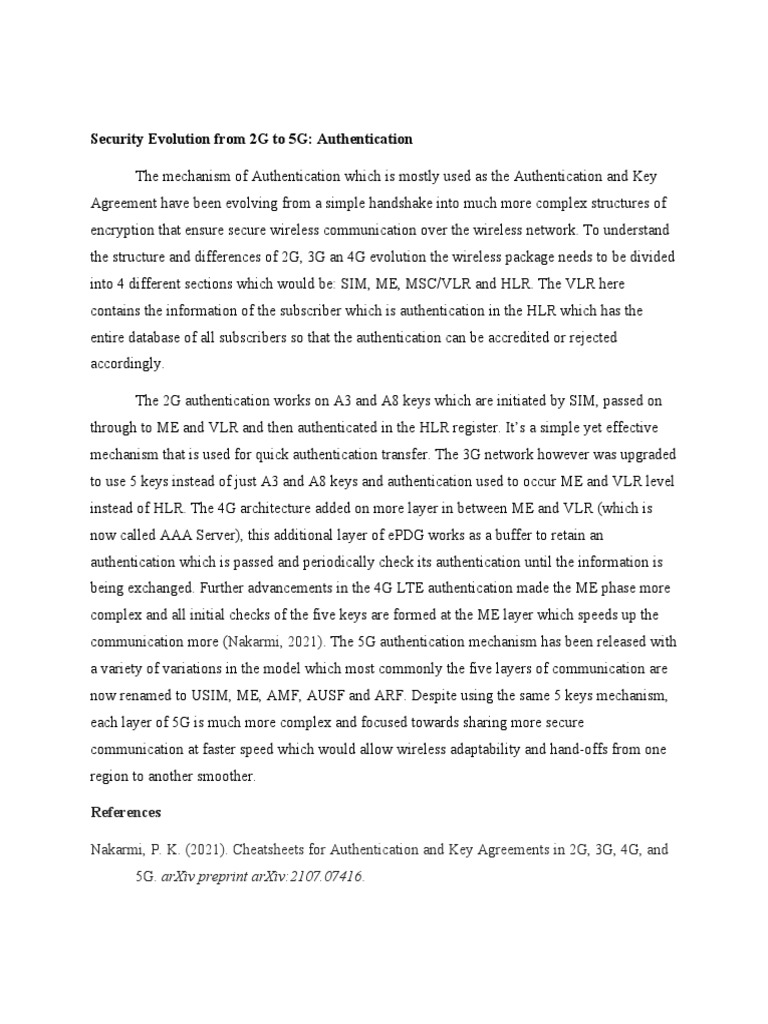 Security Evolution From 2G To 5G Authentication | PDF