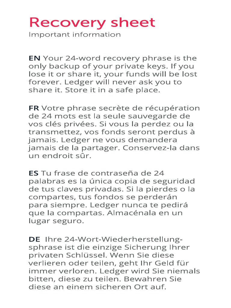 Recovery Sheet | PDF