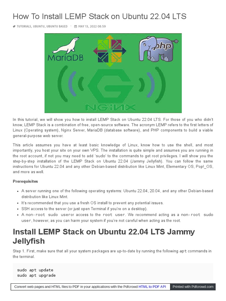 Idroot Us Install Lemp Stack Ubuntu 22 04 | PDF | Networking | Internet & Web