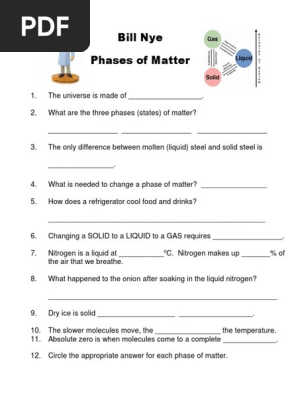 Bill Nye Chemical Reactions Worksheet Answers