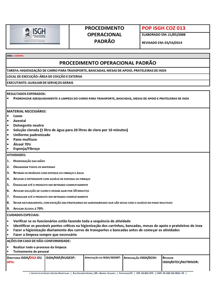 Modelo Pop Isgh Assistencia 013 | PDF