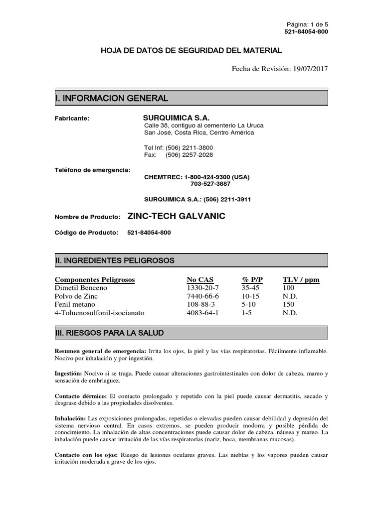 Msds 521 84054 800 | PDF | Agua | Química