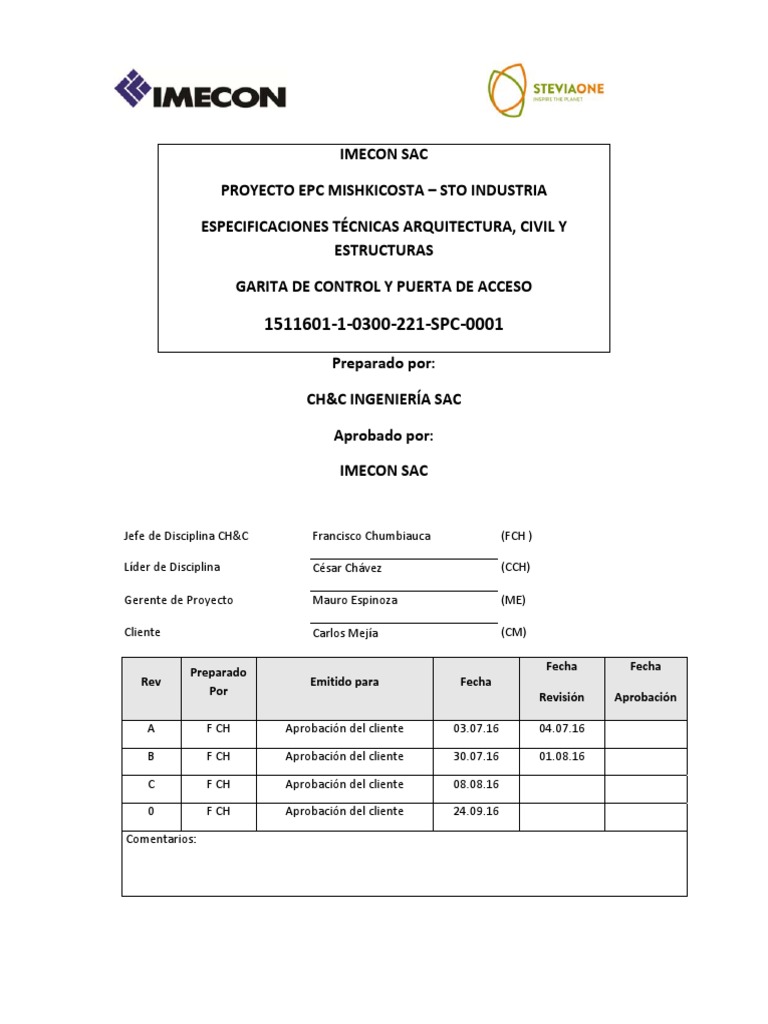 1511601-1-0300-221-SPC-0001 - Rev 0 | PDF | Hormigón | Cemento