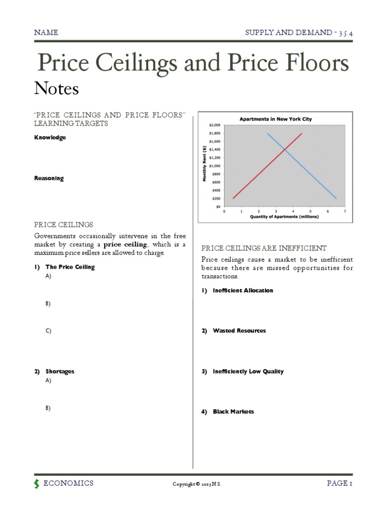 Price Ceilings and Price Floors (Notes) | PDF | Prices | Market (Economics)