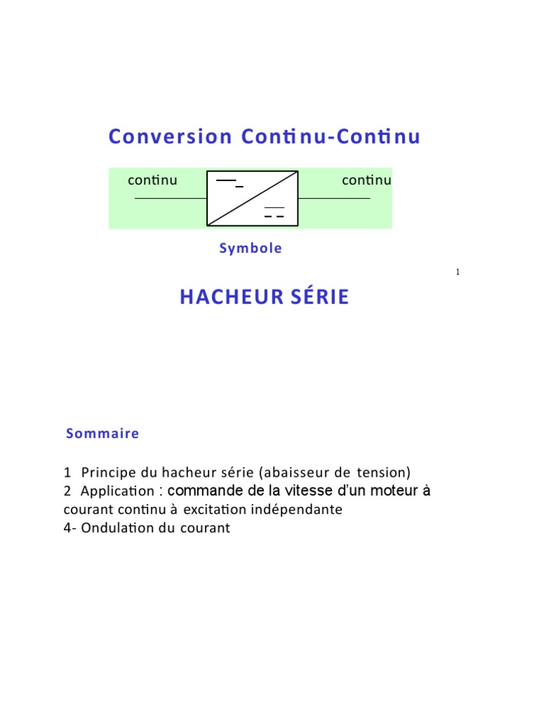 Cours Hacheur Serie | PDF | Transistor bipolaire | Courant continu ...