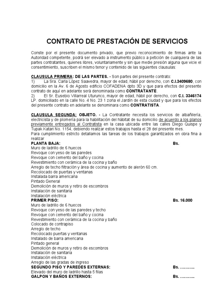 Contrato Constructora | PDF
