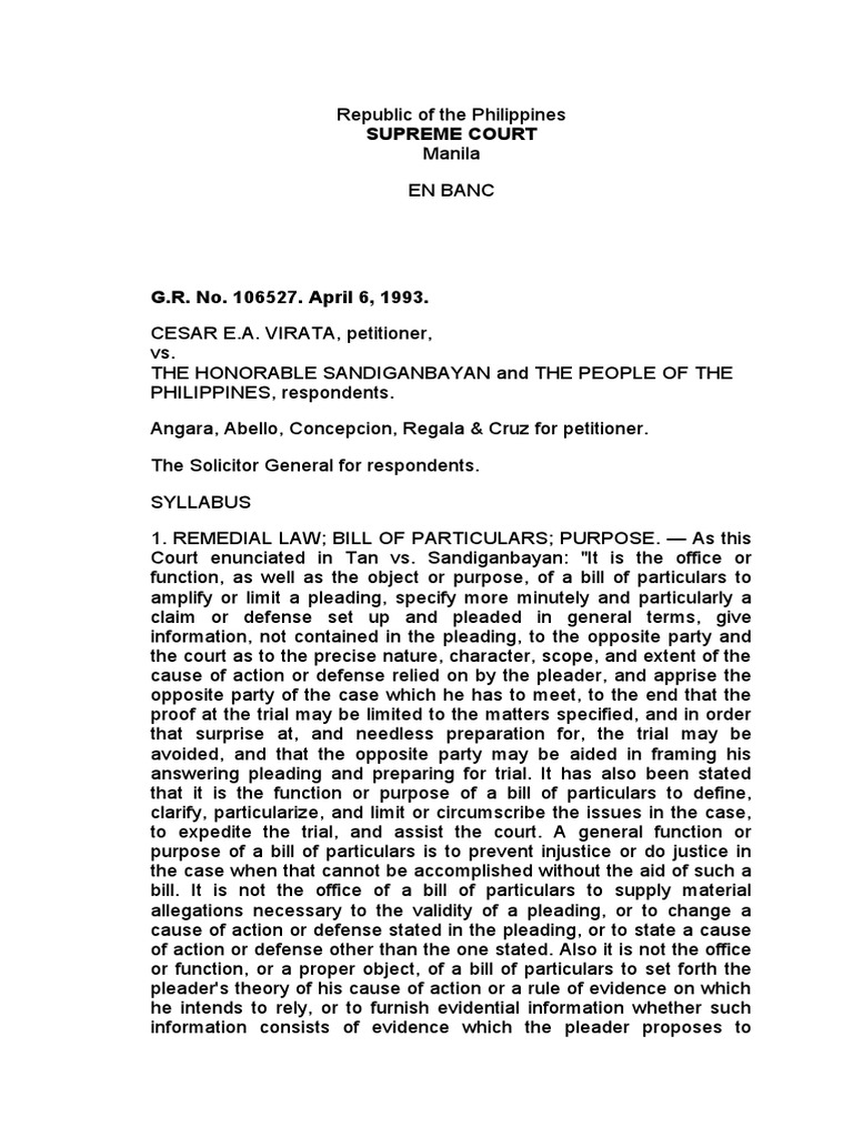 Bill of Particulars (Explained) | PDF | Pleading | Cause Of Action