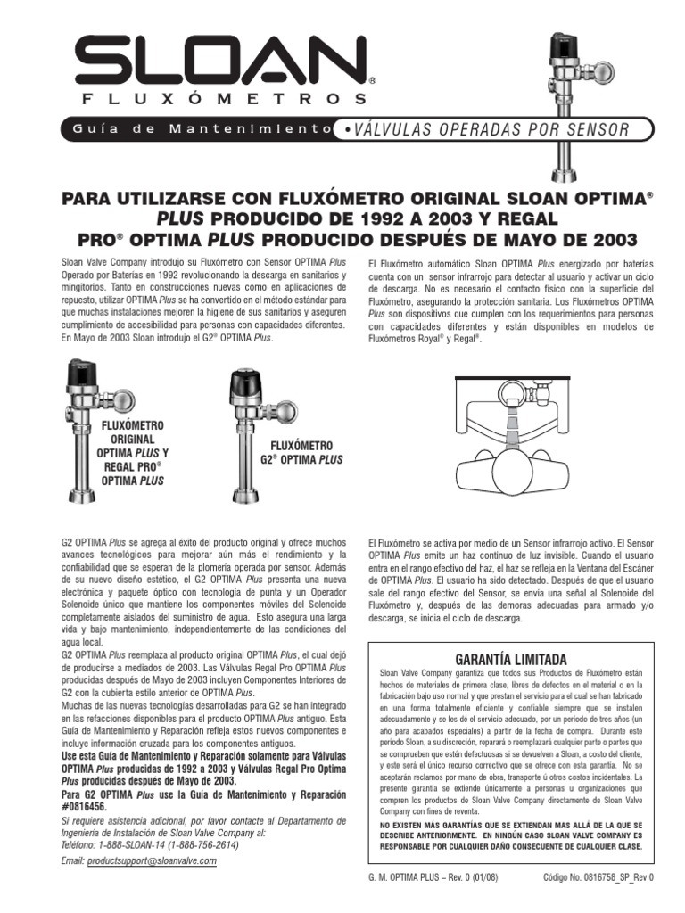 Refacciones Sloan | PDF | Tap (Válvula) | Bienes manufacturados