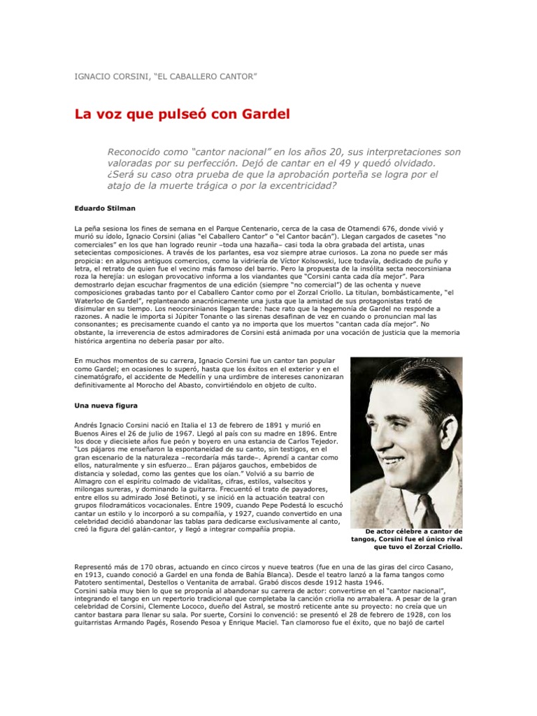 Ignacio Corsini | PDF | Musica Tango | Tango