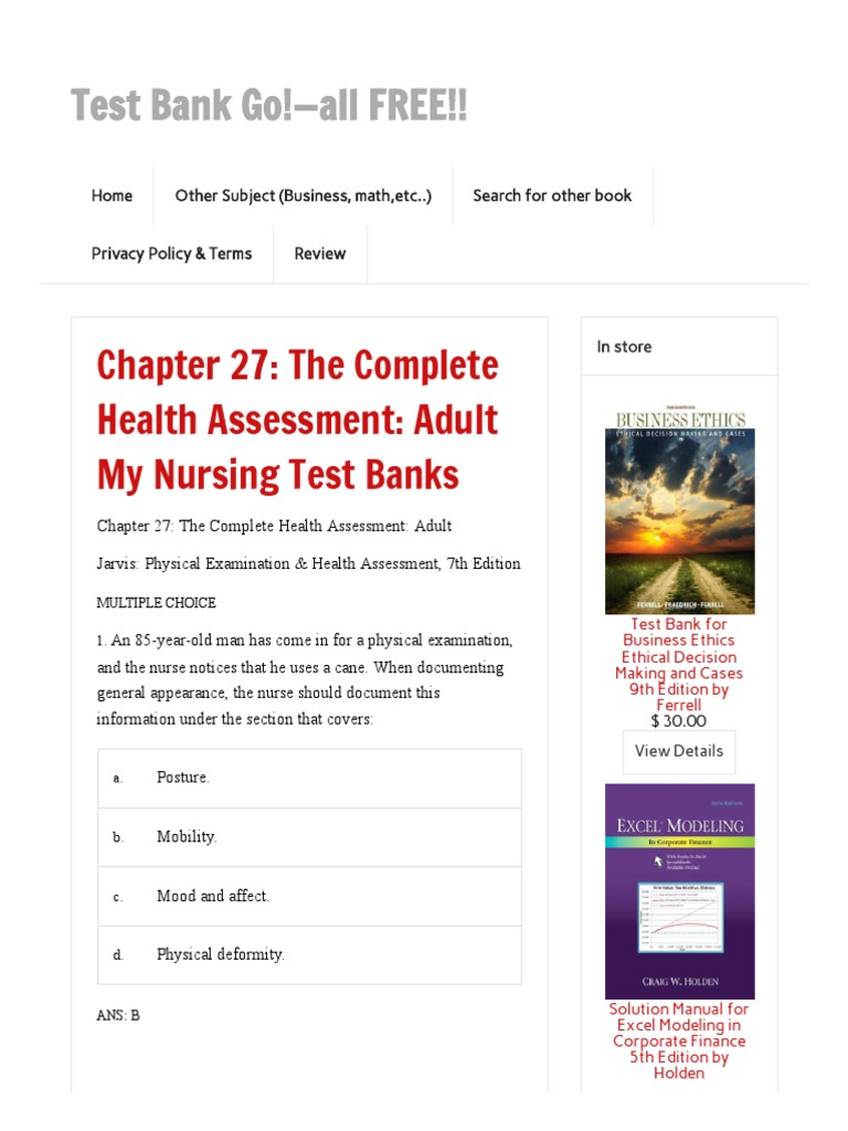 Ch. 27 - Complete Adult Head To Toe | PDF | Nursing | Physical Examination