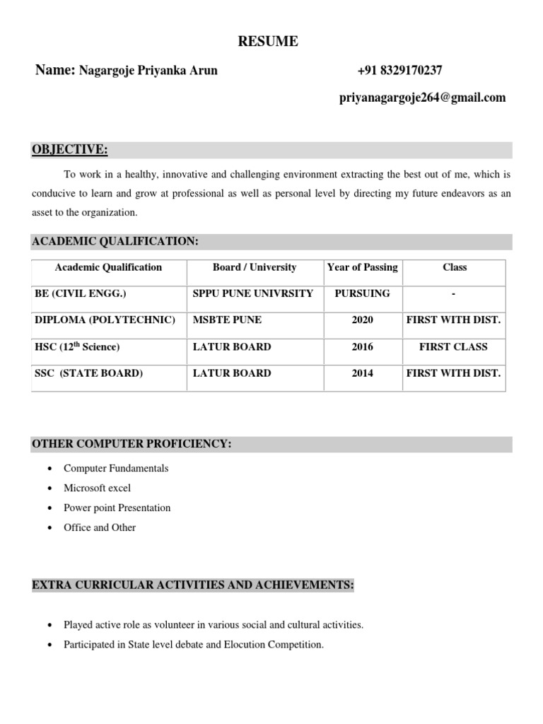 PRIYANKA JOB RESUME_ | PDF