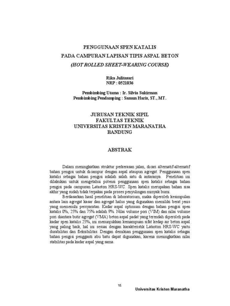 Penggunaan Spen Katalis pada Aspal | PDF