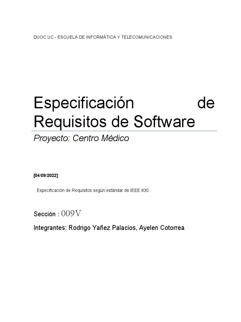 Especificación de Requisitos Del Software | PDF | Software | Usuario (informática)